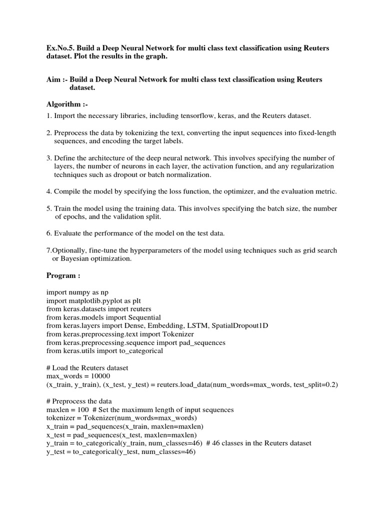 DL Lab Ex - No.5 | PDF | Artificial Neural Network | Deep Learning