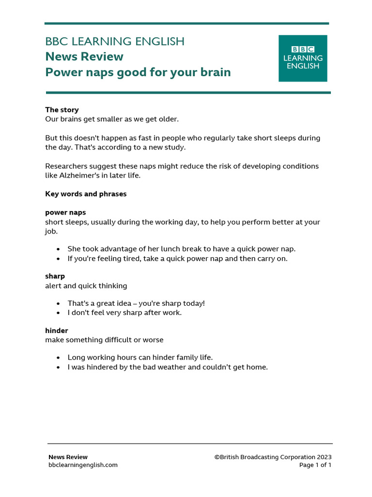 Benefits of Power Naps for Brain Health | PDF