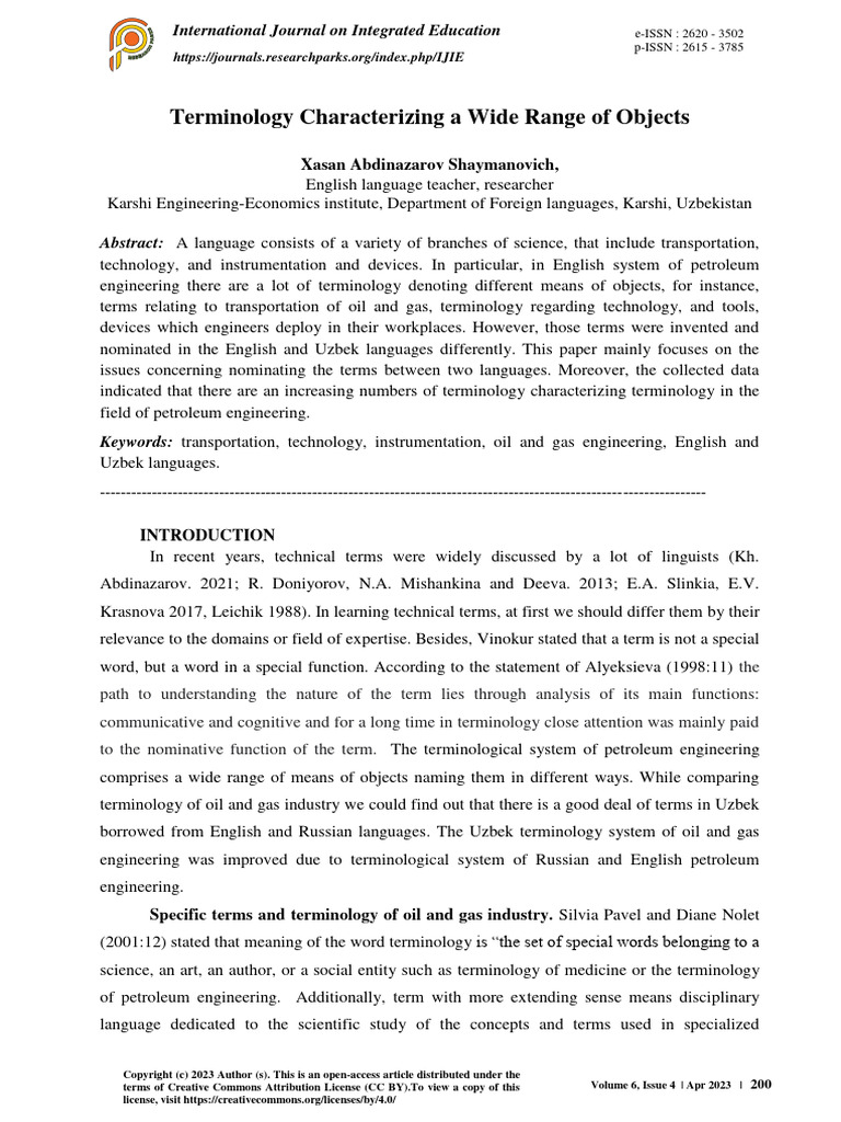 Terminology Characterizing A Wide Range of Objects | PDF | Linguistics ...