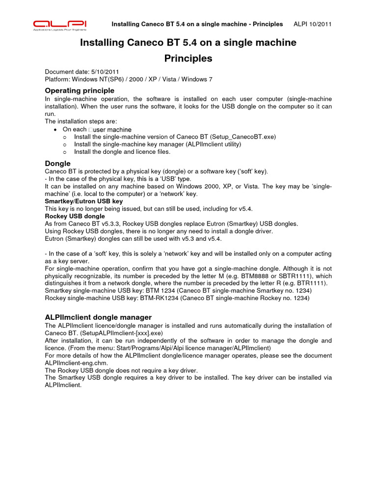 Installing Caneco BT On A Single Machine - Principles | PDF | Microsoft Windows | Windows Vista