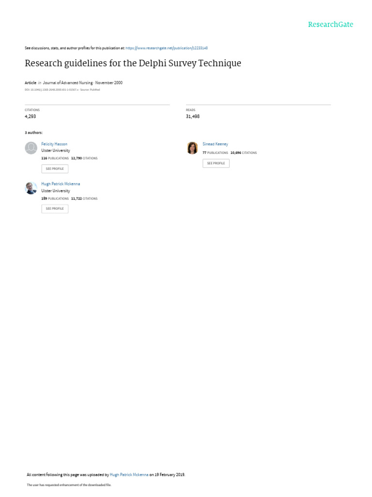Hasson--Research Guidelines for the Delphi Survey Technique. | PDF