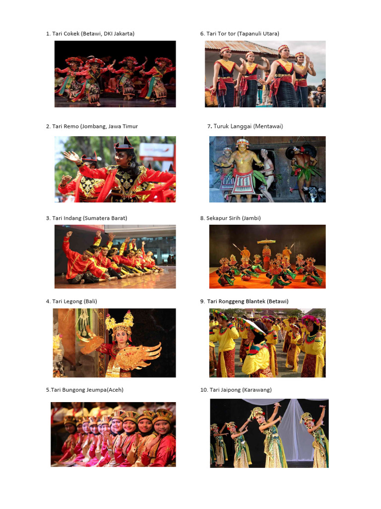 10 tarian daerah 1 lembar | PDF