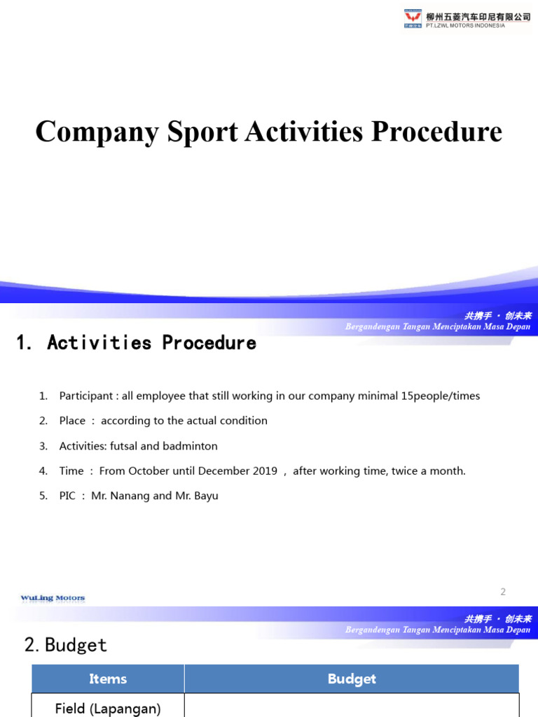 Company Sport Activities Procedure | PDF | Law