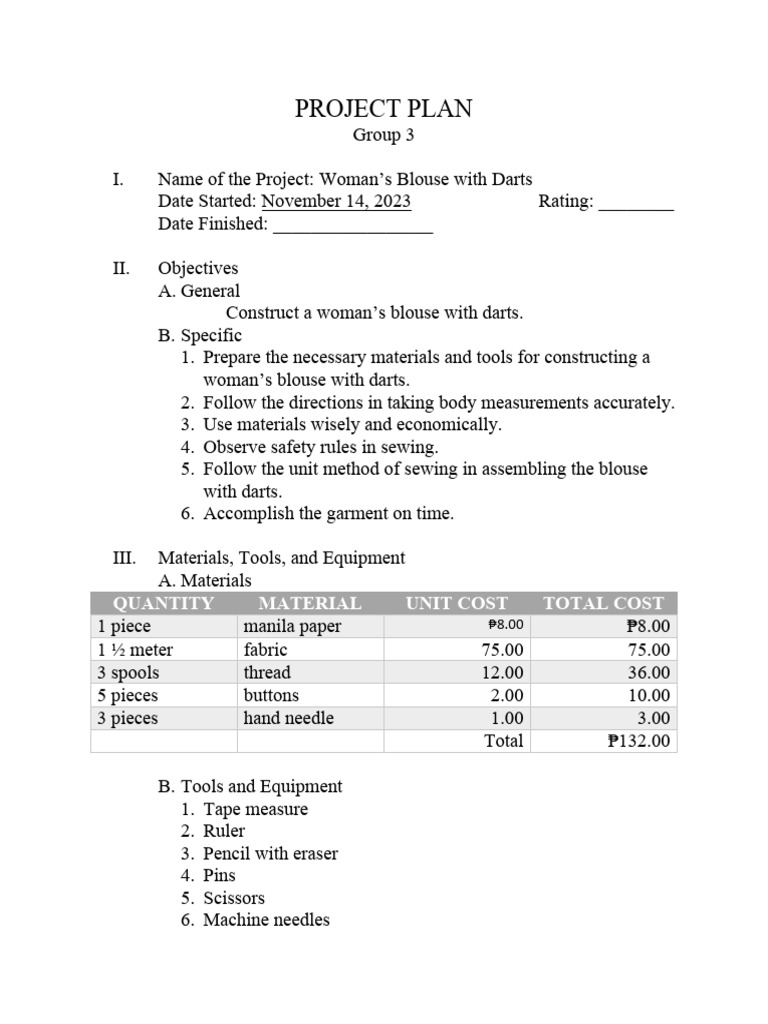 Project Plan Group 3 Tle | PDF