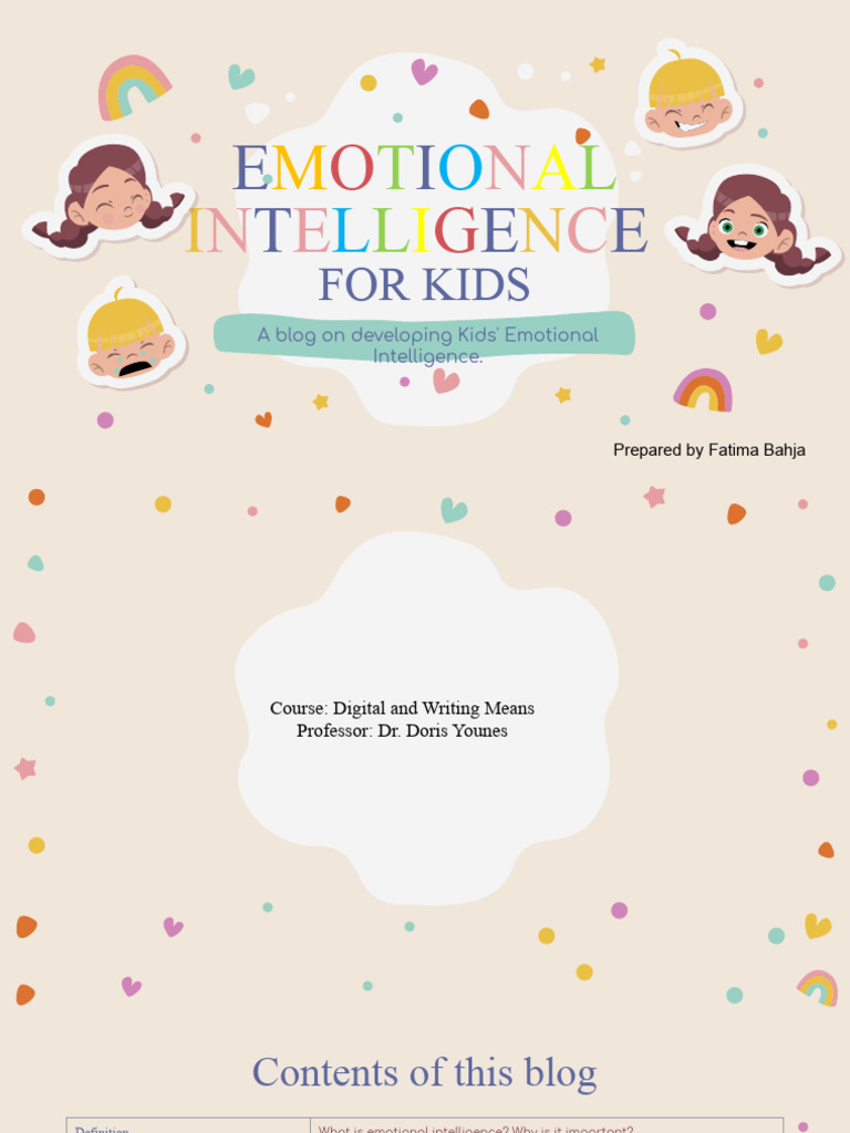 Emotional Intelligence For Kids | Download Free PDF | Emotional ...