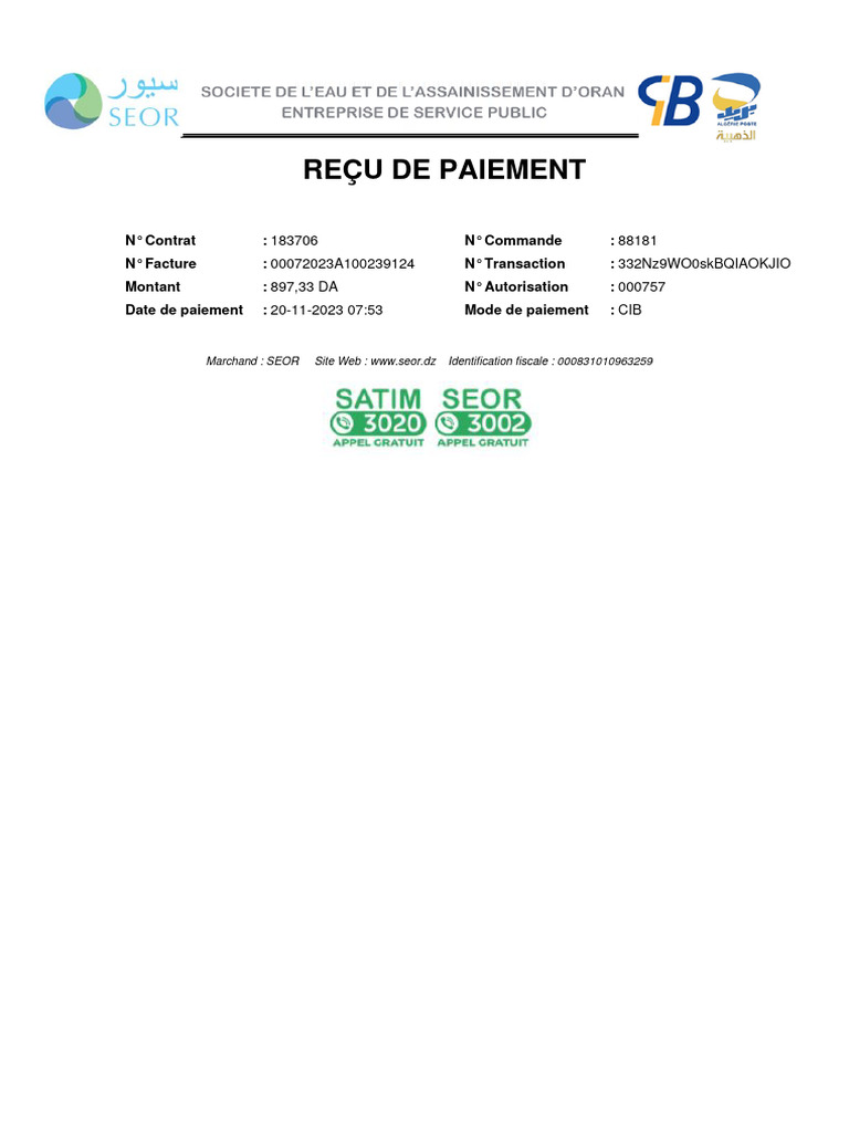 Reçu de Paiement 20-11-2023 | PDF