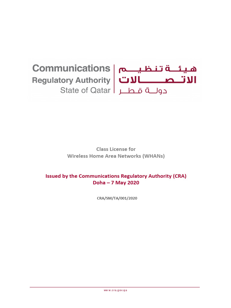 CRA-Class License For WHANs | PDF | Radio | Ieee 802.11