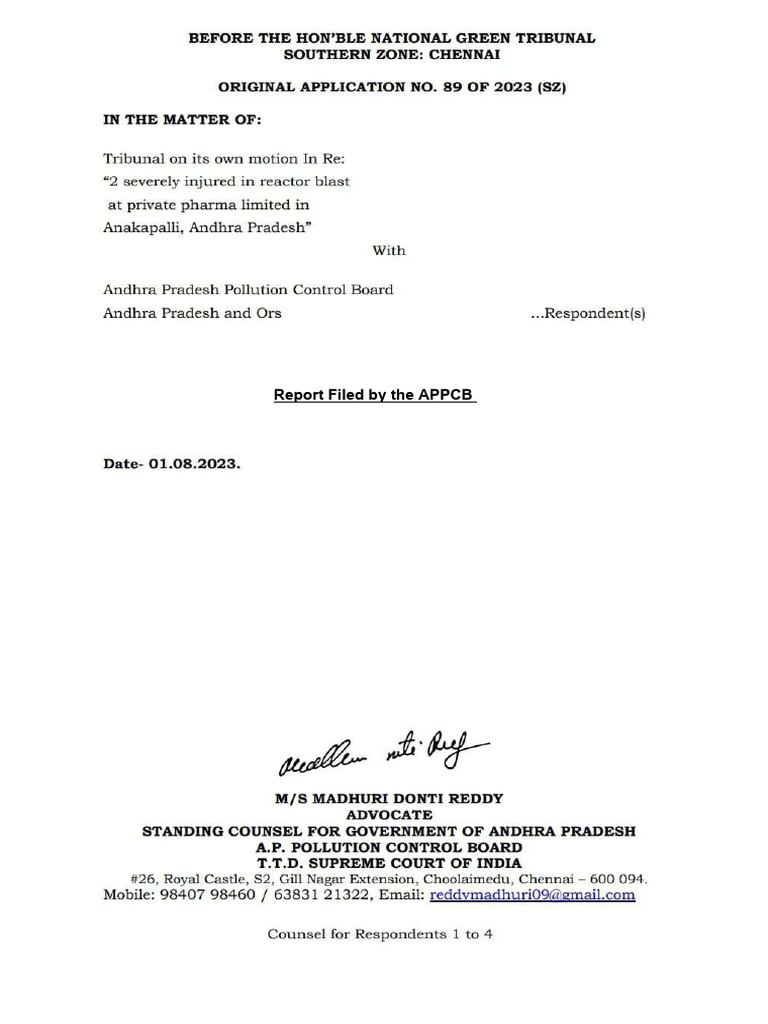 Report Filed by The APPCB | PDF | Waste Management | Hazardous Waste