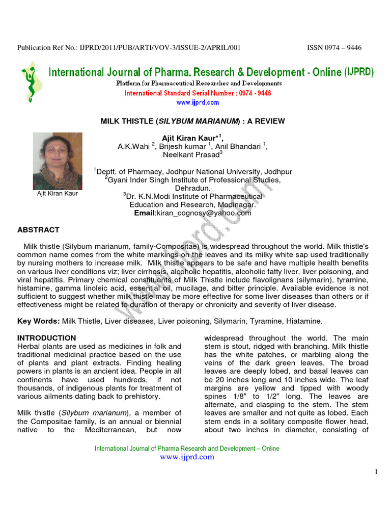 Milkthistlesilybummarianum Areview | PDF | Antioxidant | Hepatitis