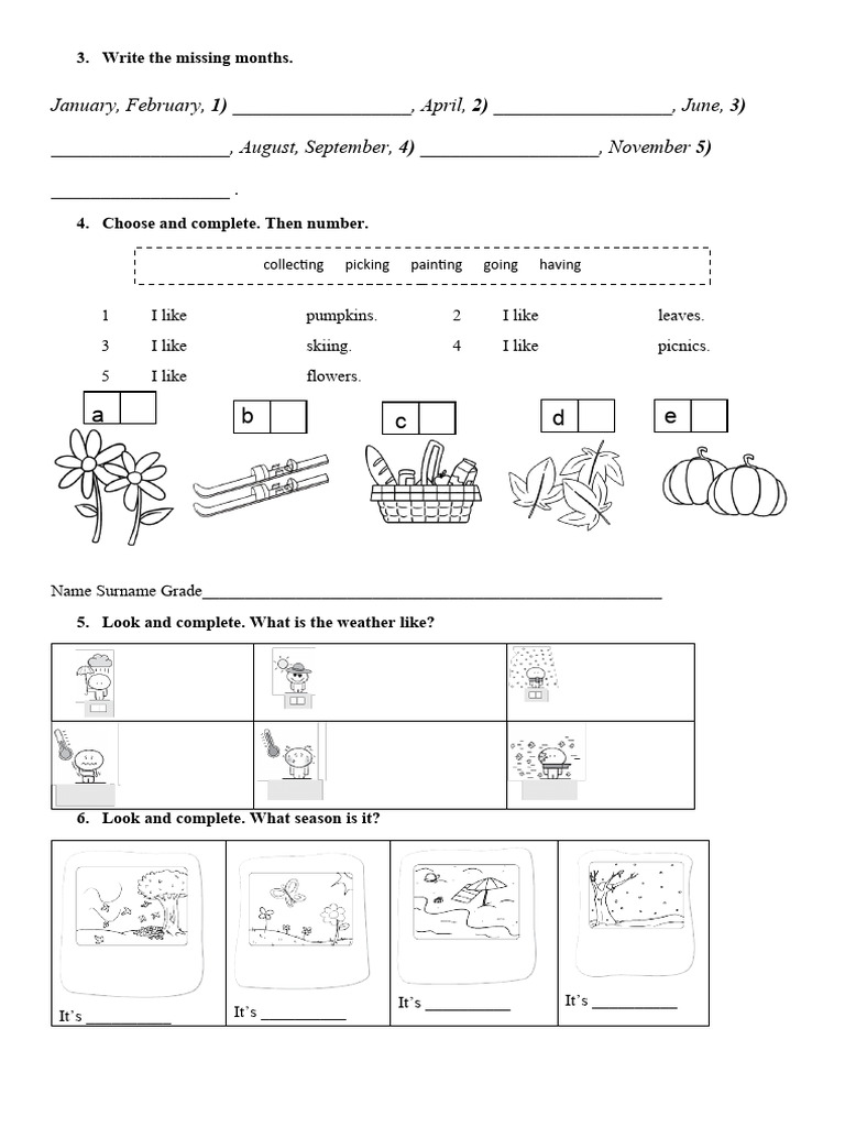 Write The Missing Months | PDF