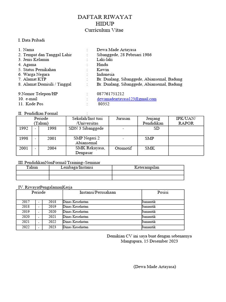 Cv Jumantik Dewa Made Artayasa Pdf