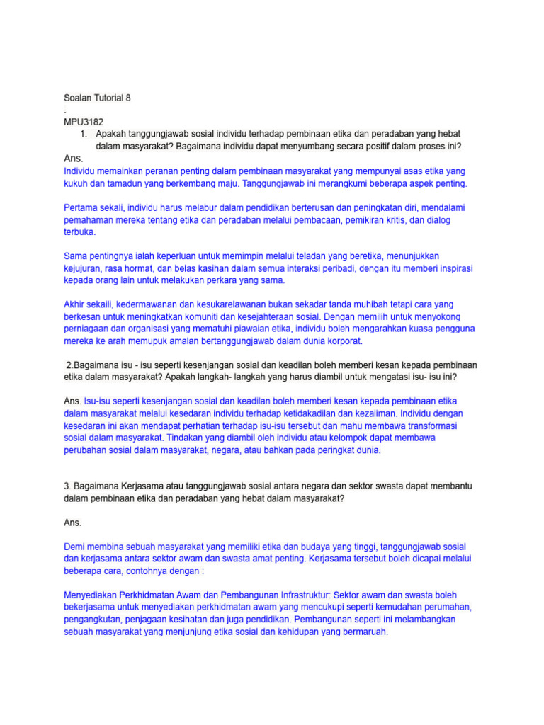 Soalan Tutorial 8 | PDF | Bisnis