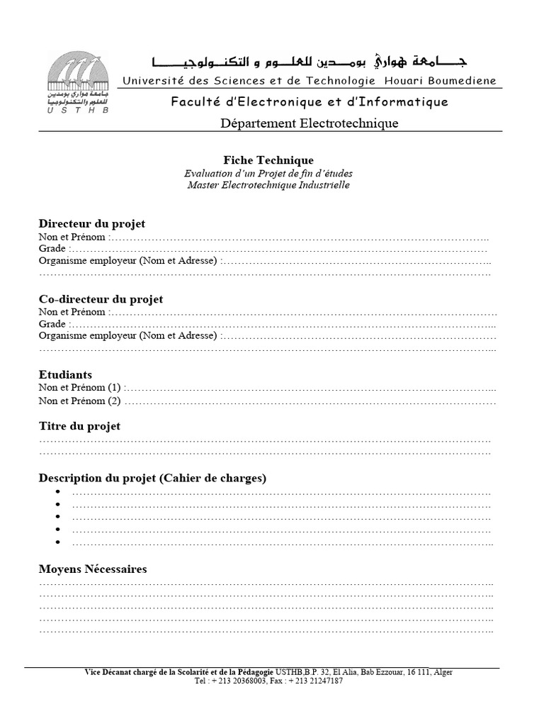 Fiche Technique PFE-MEI 2 | PDF