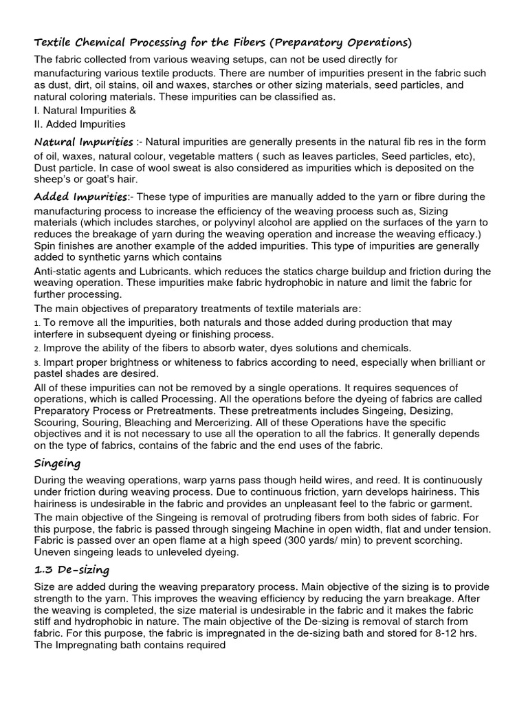 Textile Chemical Processing For The Fibers | PDF | Textiles | Sodium ...