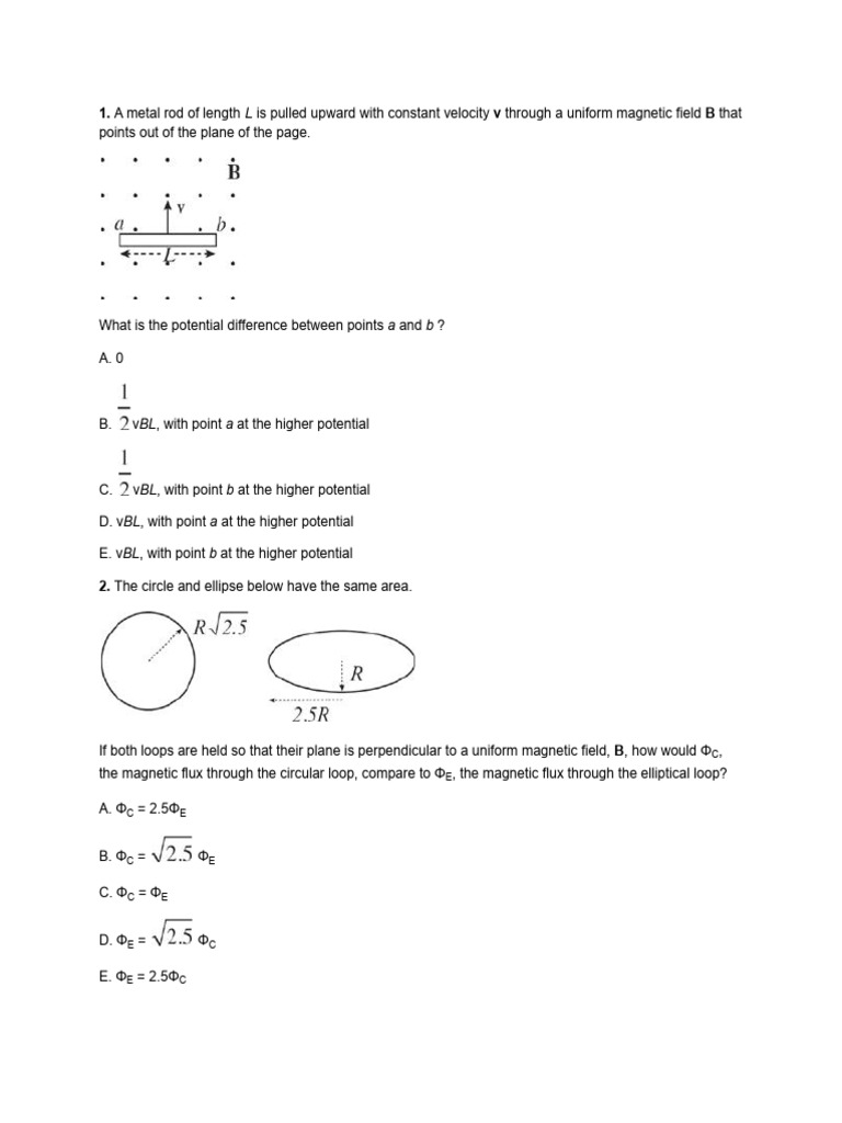Electromagnetic Induction Problems | PDF