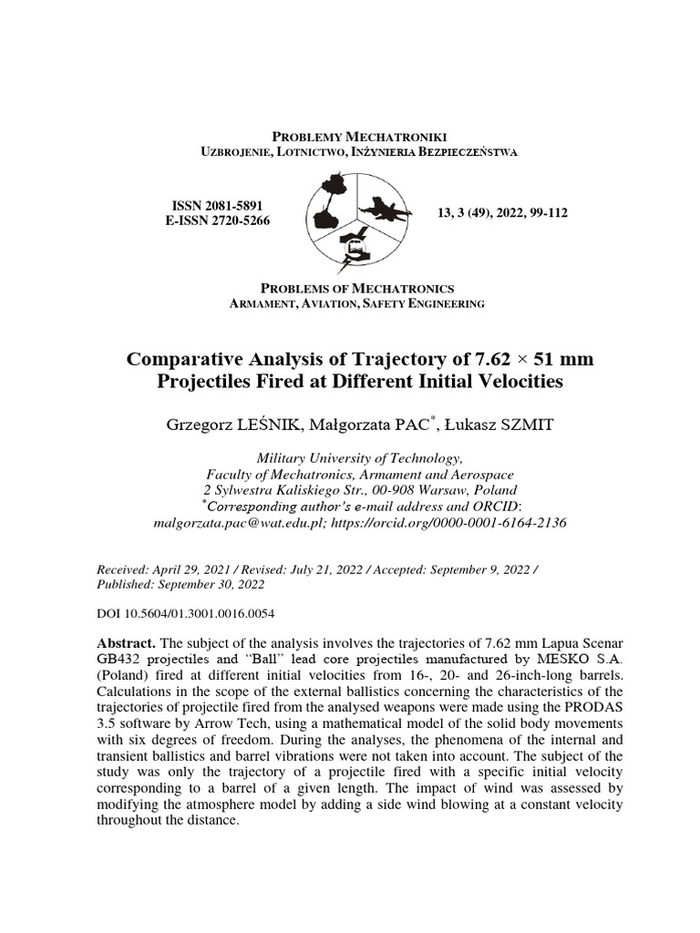 7.62mm Projectile Trajectory Analysis | PDF | Gun Barrel | Rifle