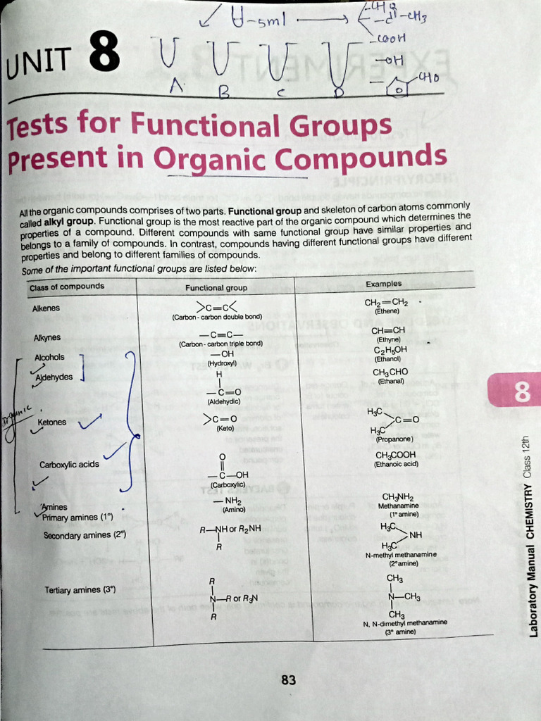 Orgarnic Chemistry Functional Group Test | PDF | Acid | Amine