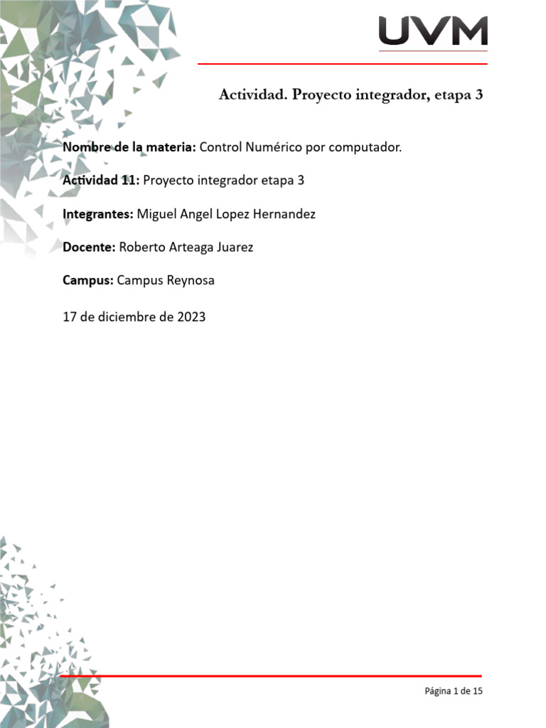 Proyecto Integrador 3 - MALH CNC | PDF | Control numerico | Impresión 3d