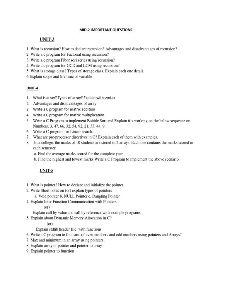 MID-2 Important Questions-1 | PDF