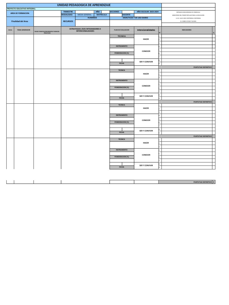 Modelo de Planificación | PDF | Teoría de la educación | Pedagogía