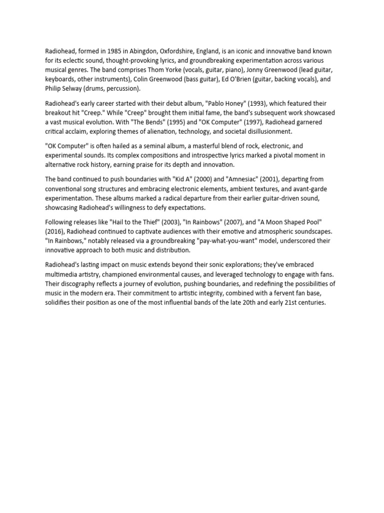 Radiohead DeepDive | PDF