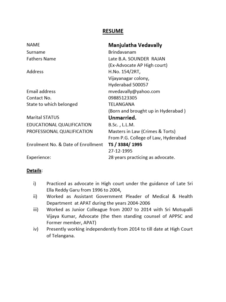 Resume MV Revised | PDF | Advocate | Judiciaries