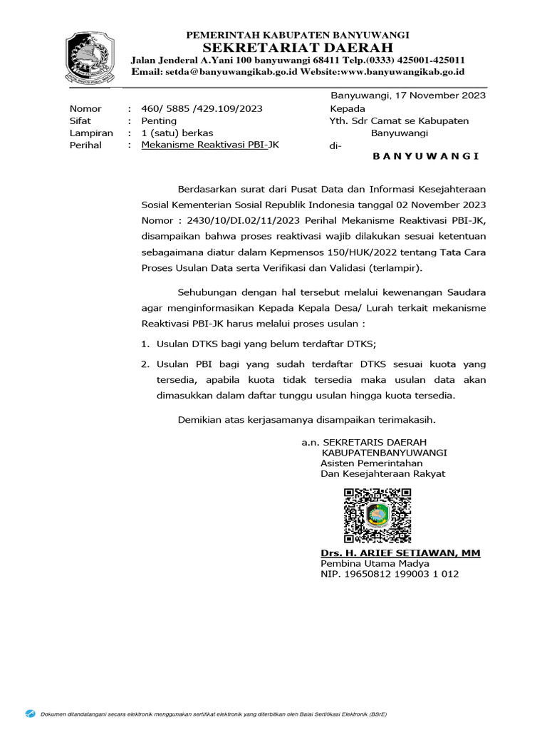 Mekanisme Reaktivasi PBI-JK | PDF