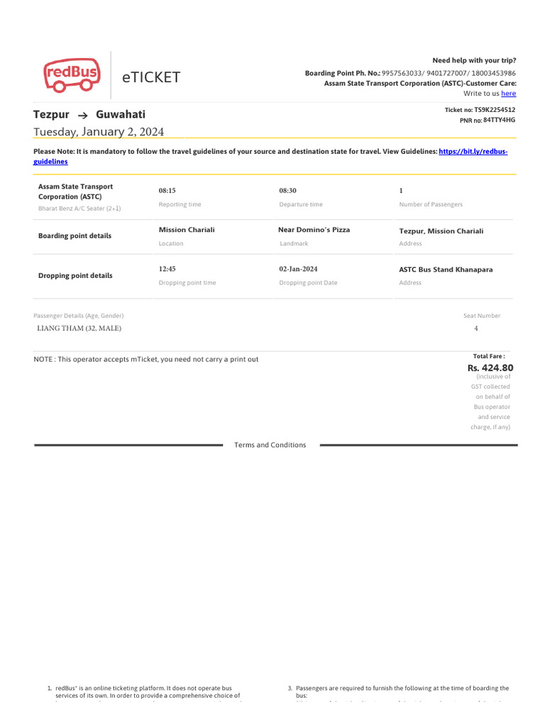 Bus Ticket 02.01.2024 | PDF | Ticket (Admission) | Bus