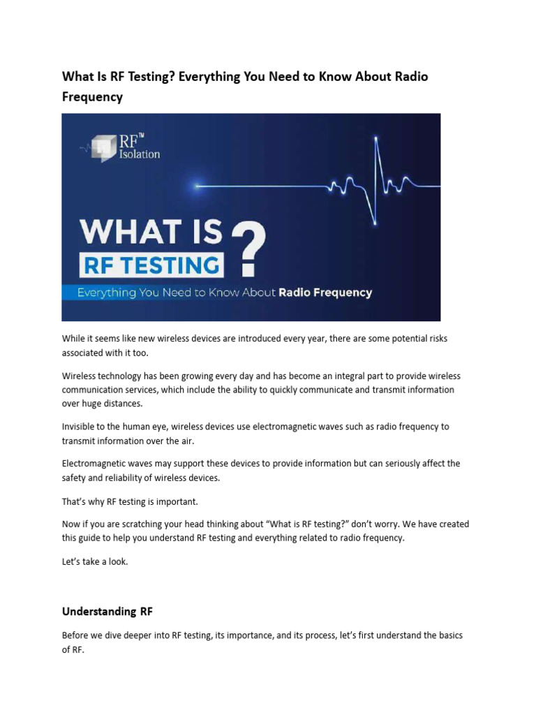 What Is RF Testing | PDF | Science & Mathematics | Technology & Engineering