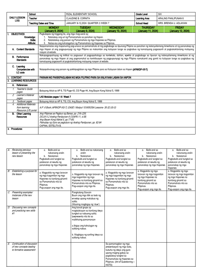 DLL Q2 WEEK 7 Aral - Pan.6 | PDF