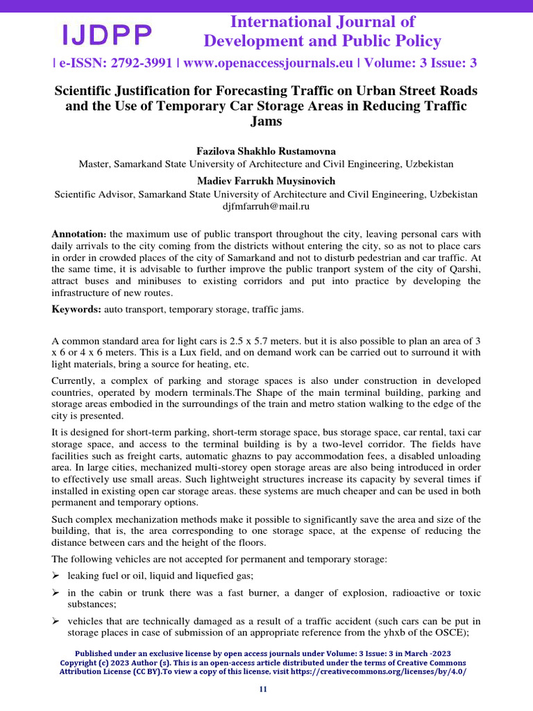 Scientific Justification For Forecasting Traffic On Urban Street Roads And The Use Of Temporary