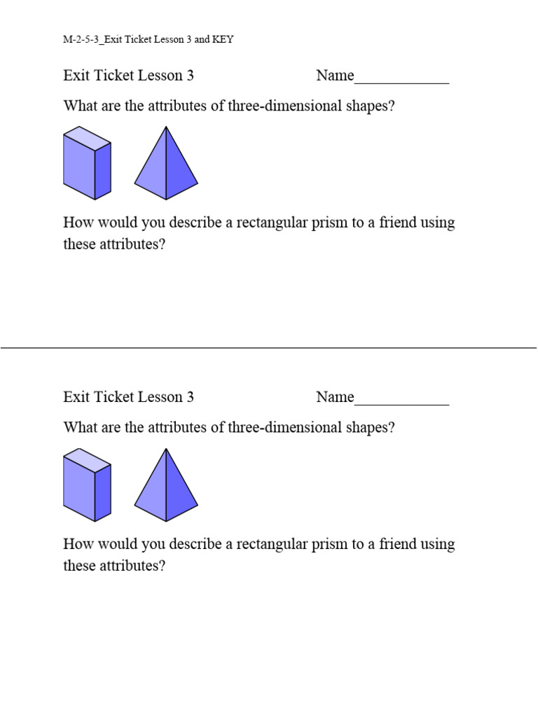 M-2-5-3 - Exit Ticket Lesson 3 and KEY | PDF