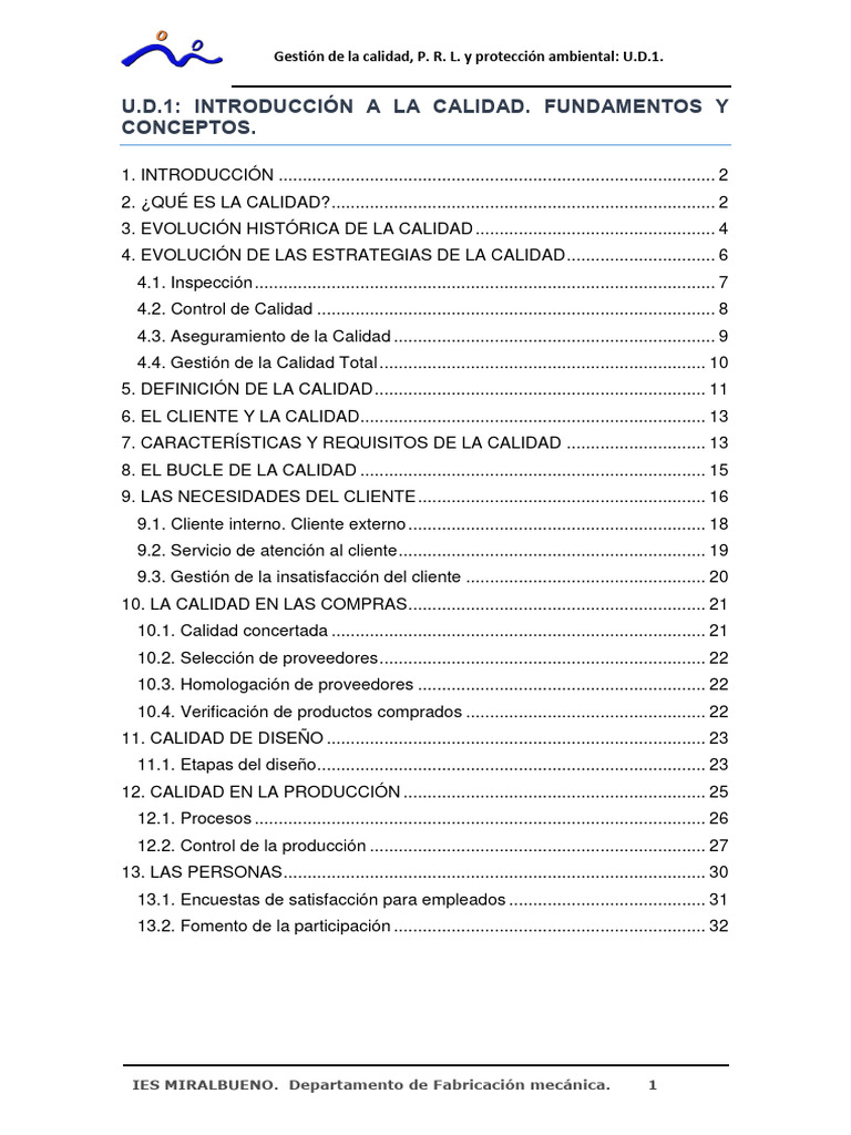 UD1 CALIDAD Introduccion A La Calidad | PDF | Calidad (comercial) | Gestión de la calidad