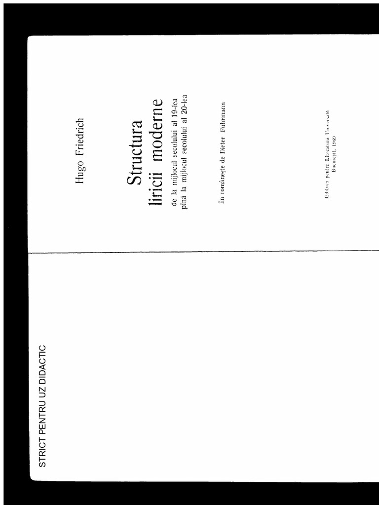 Hugo Friedrich, Structura Liricii Moderne (I) | PDF