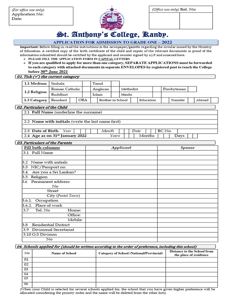 Grade 1 Admission Guide 2022 | PDF