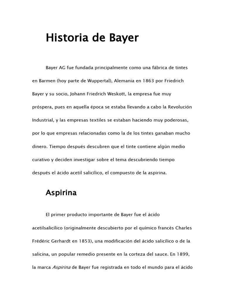 Historia de Bayer | PDF | Bayer