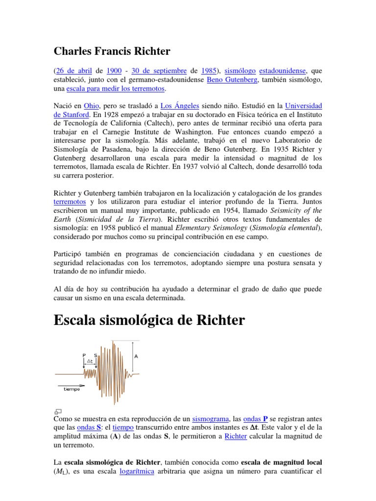 Charles Francis Richter | PDF | Sismología | Física Aplicada e ...