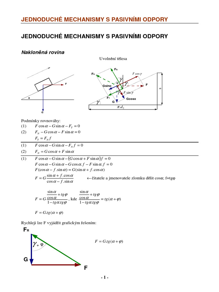 Mechanismy S Pasivními Odpory | PDF