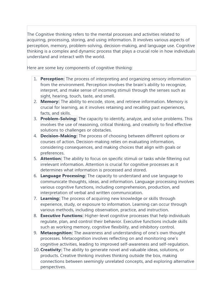 Cognitive Thinking | PDF | Thought | Cognition