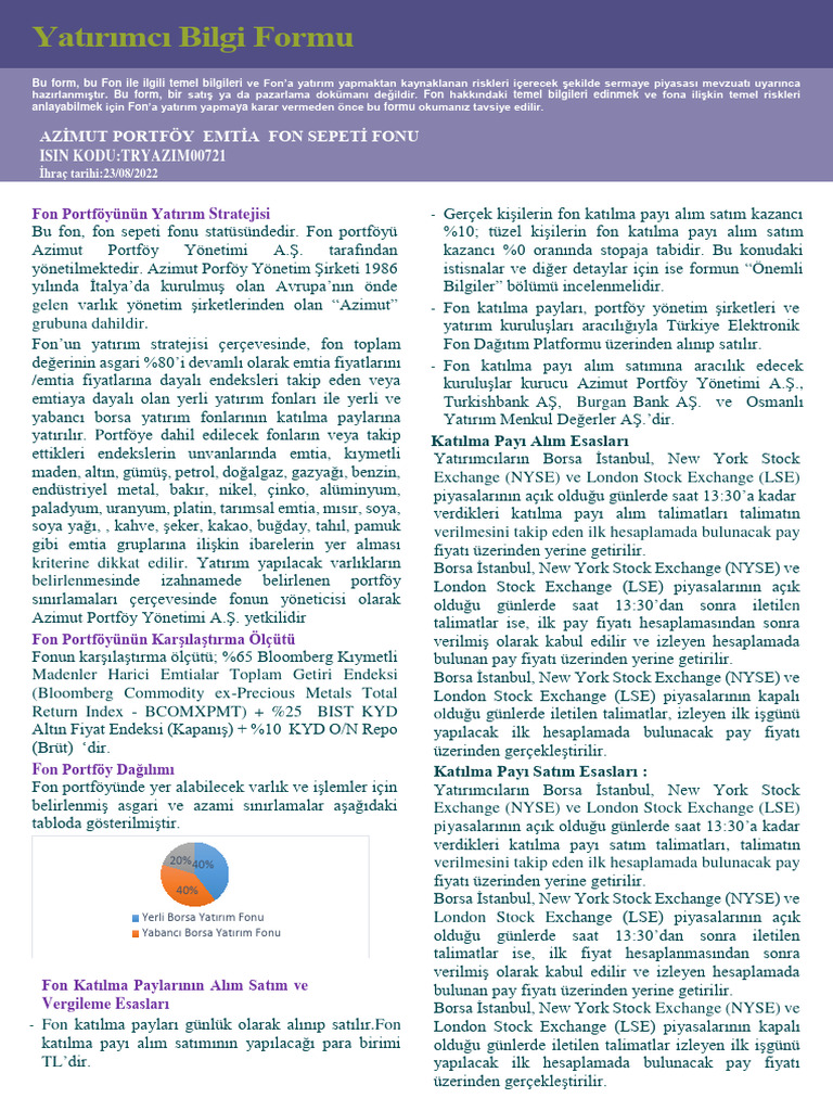 Emtia Yat - R - MC - Bilgi Formu | PDF