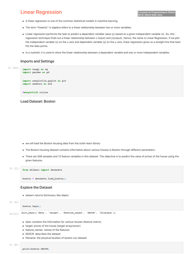 Linear Reg | PDF | Dependent And Independent Variables | Regression Analysis