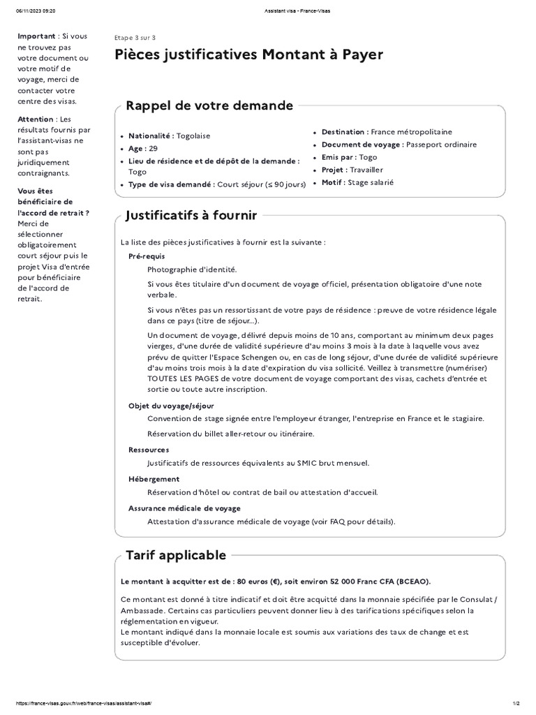 Demande de visa court séjour France | PDF | Visa (Document)