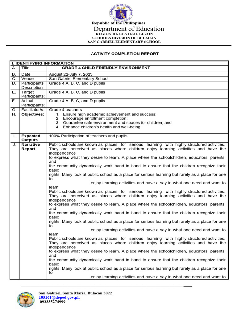 San Gabriel Elementary Child-Friendly Report | PDF
