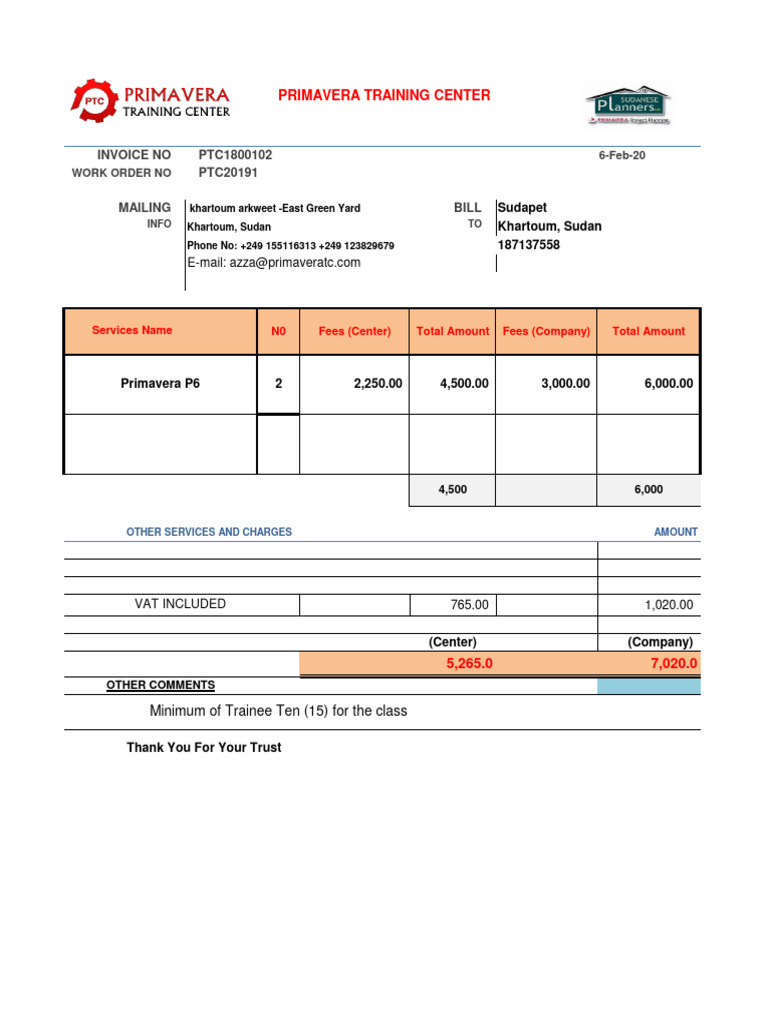 PTC Course Invoice | PDF