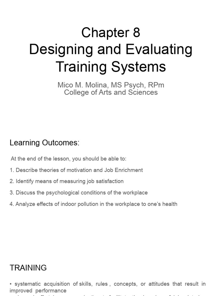 Psy 112 Chapter 8 Designing and Evaluating Training Systems | PDF | Web Conferencing ...