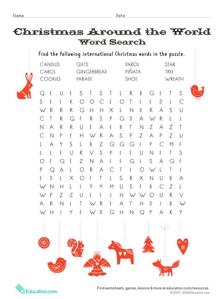 Christmas Around The World Word Search | PDF | Christmas | December ...