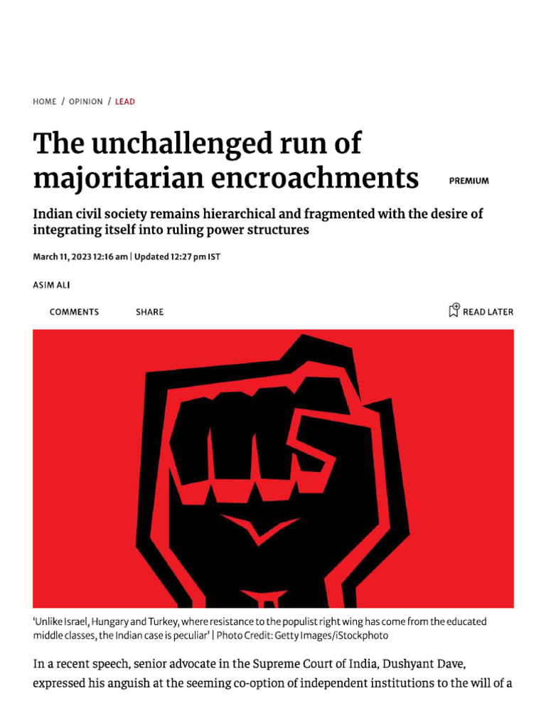 The Unchallenged Run of Majoritarian Encroachments | PDF