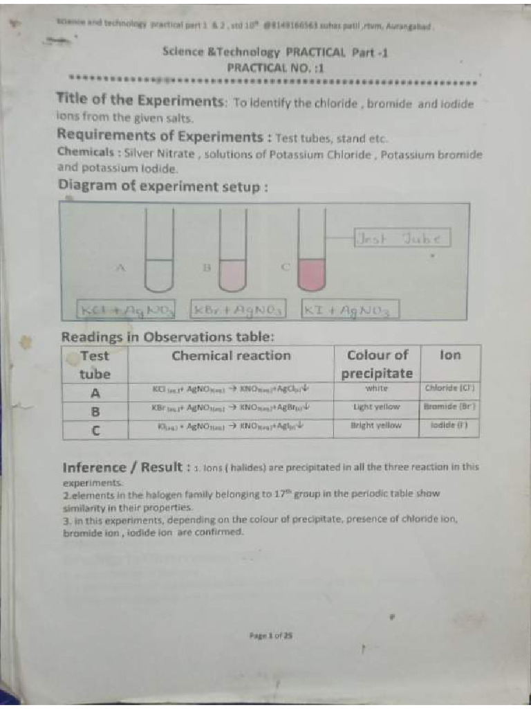 Science - 1 Practicals | PDF
