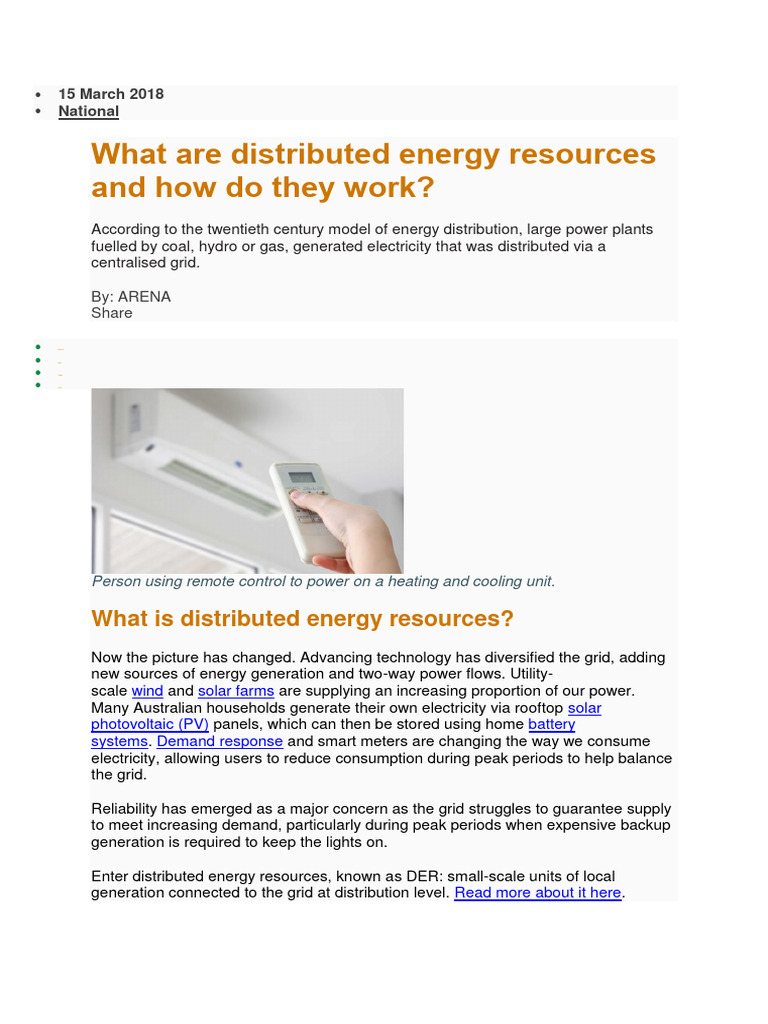 Distributed Energy Resources | PDF | Electrical Grid | Distributed ...