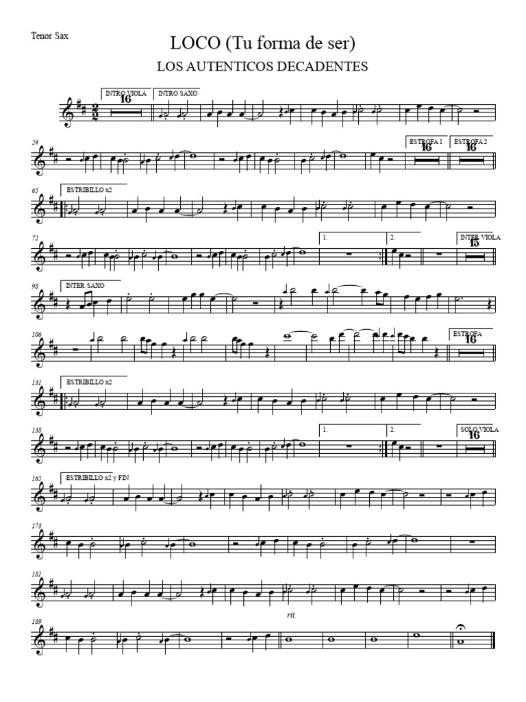 Autenticos Decadentes - LOCO (Tu Forma de Ser) | PDF